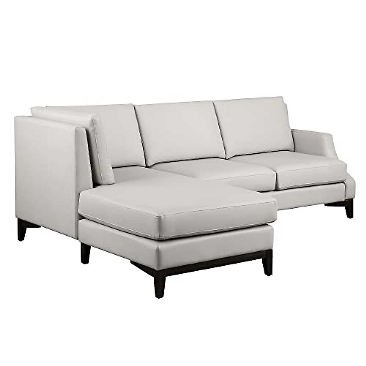 Farati Sectional Sofa L Shape with Left Chaise, Modern Leather Couch for Living Room Small Space, Silver Grey