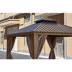 Chaininnov 12 * 12FT patic Gazebo,alu Gazebo with Steel Canopy,Outdoor Permanent Hardtop Gazebo Canopy for Patio, Garden, Backyard (12 * 12FT Style 1)