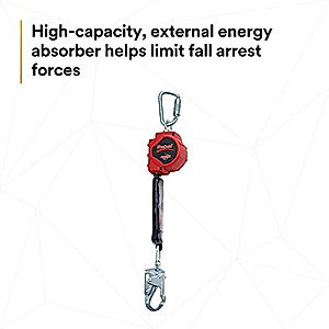 3M Protecta Rebel 3100426 Self Retracting Lifeline, Steel Swivel Snap Hook & Carabiner, 11', Black/Red