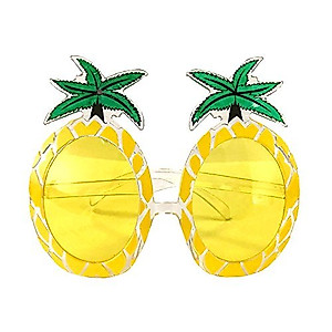 Crazy Night Fiesta Tropical Pineapple Sunglasses, Tropical Hawaiian Luau Party Summer Party Beach Party Novelty Sunglasses (yellow)
