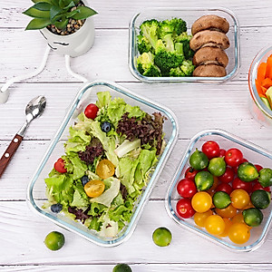 Moretoes 14pc Glass Food Storage Containers, Glass Soup Canisters with Lids Set, Airtight Glass Meal Prep Containers with Lids for Microwave, Oven, Freezer & Dishwasher Friendly, Grey