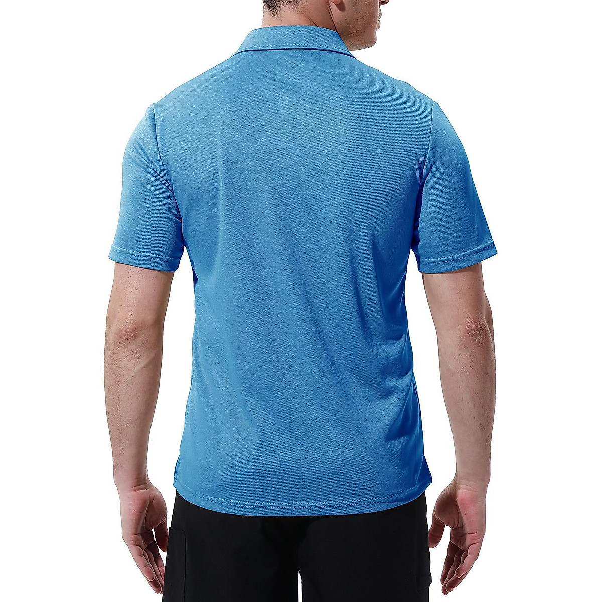 Rdruko Men's Activewear Polo Shirts Short Sleeve Quick Dry Outdoor Golf Sports Shirts with Pocket(Blue, US XL)
