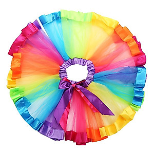 traderplus Rainbow T-Shirt and Ballet Tutu Skirt with Hair Bows Set for Baby Girls (4-6 Years)