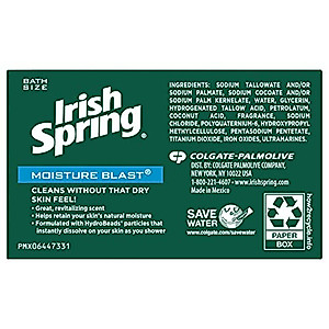 Irish Spring Deodorant Soap, Moisture Blast, 3.7 Ounce (Pack of 3)