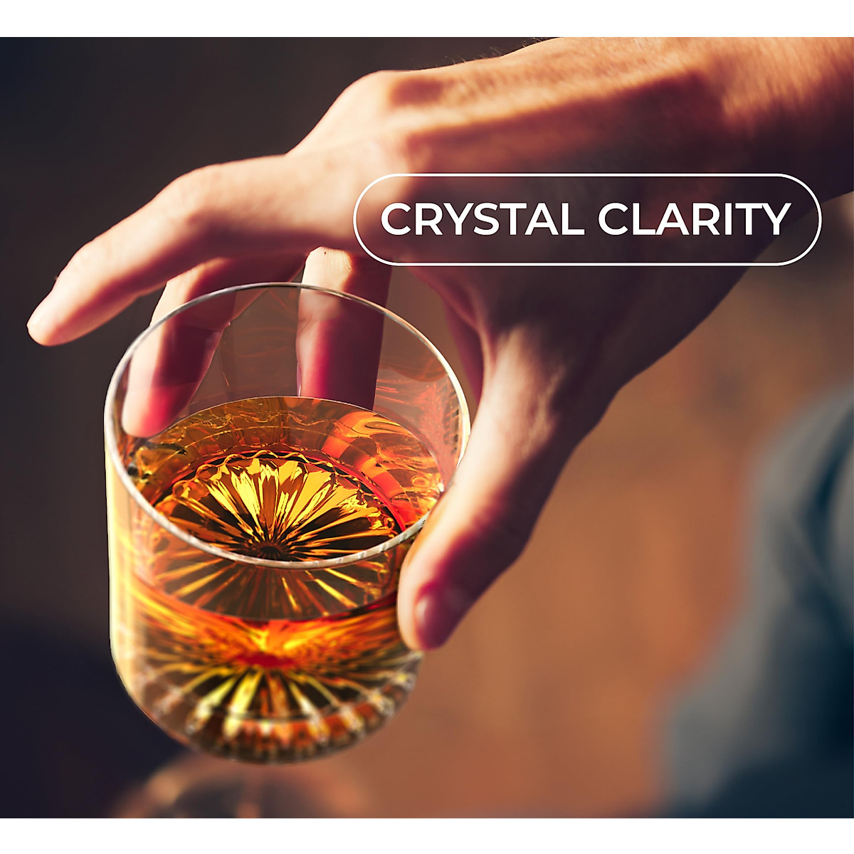 GLORAMA Old Fashioned Whiskey Glasses - Set of 4, 10oz Lead-Free Premium Crystal, Heavy Base Glass for Scotch, Bourbon, Whisky, Cocktails. Elegant Drinkware for Men’s Gifts & Home Bar Essentials