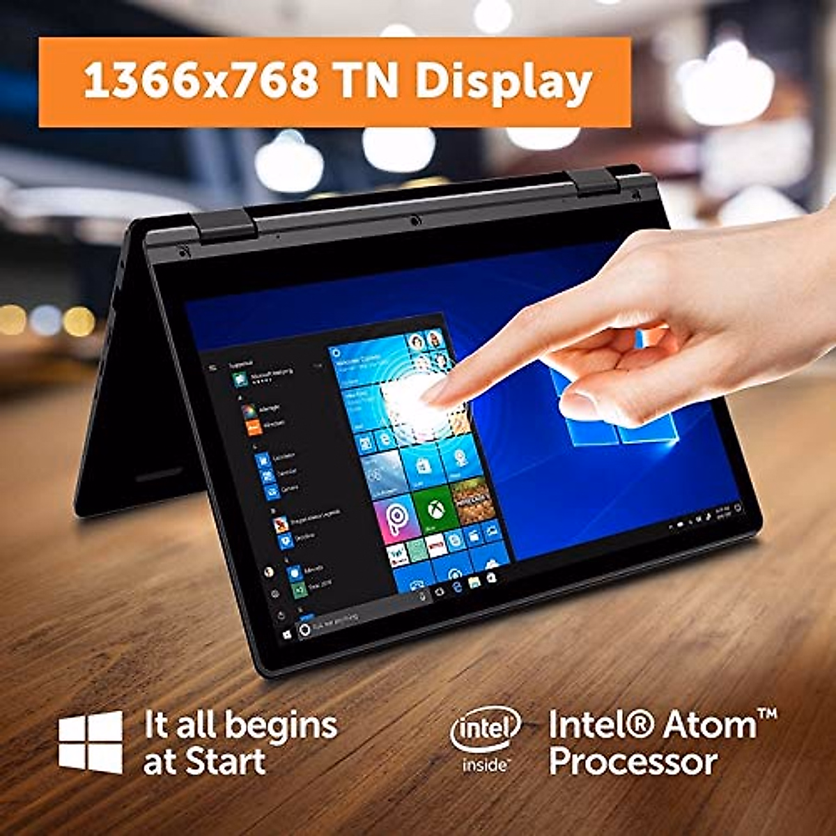 Ematic 11.6" Laptop, Touchscreen, 2-in-1, Windows 10, Intel Atom Quad-Core Processor, 2GB RAM, 32GB Flash Storage, Black (EWT117)