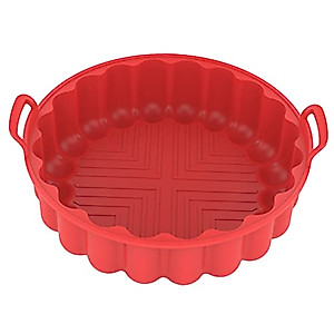 ULTECHNOVO Silicone Bakeware Air Fryer Instapot Air Fry Oven Air Fittings Silicone Air Fryer Liner Silicone Air Fryer Basket Silicone Pot for Air Fryer Air Fryer Baking Pots Silica Gel Red