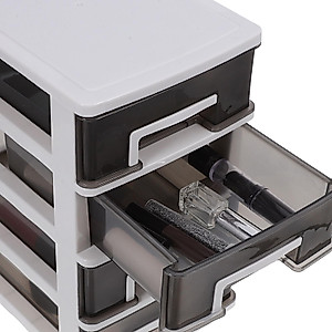 BESPORTBLE 4 plastic drawer Plastic Storage Drawers- Drawer Storage Organizer White Frame with Clear plastic desktop drawers Drawers
