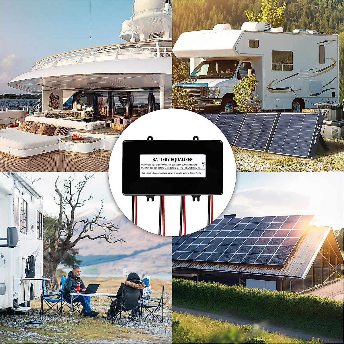 iSunergy Battery Equalizer 48V - Max 4 x 12V Battery Voltage Balancer for Gel Flood AGM Lead Acid Lithium Battery (HA02 Balancer)