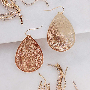 Gold Dangle Earrings For Women - Gold Leaf Earrings For Women, Womens Earrings Dangling, Dangly Earrings, Gold Drop Earrings for Women, Leaf Gold Earrings for Women Dangle, Gold-Tone Boho Earrings