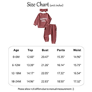 AMAWMW Daddys Girl Baby Winter Clothes Long Sleeve Sweatshirts Pants Outfits Gifts 12 18 Months Pink Pockets