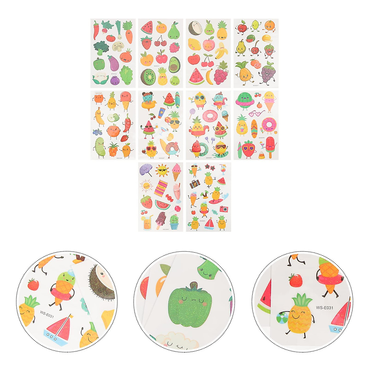 FOMIYES 10 Sheets of Kids Temporary Tattoos Fruit Vegetable Tattoo Stickers Cartoon Stickers Body Art Sticker Wall Stickers Kids Party Decorations Supplies