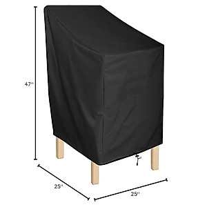 ANMINY Waterproof Patio Chair Covers Outdoor High Back Stackable Dining Bar Stool Lawn Chair Cover Furniture Protector Sun Resistant - Black, Pack of 1