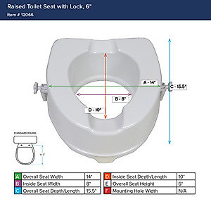 Drive Medical 12066 Premium Raised Toilet Seat, Standard Seat, White