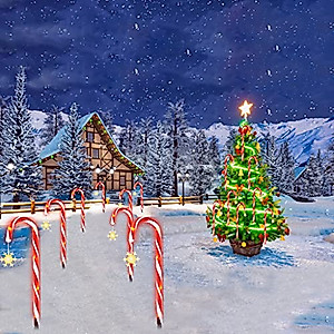 Christmas Candy Cane Pathway Marker Lights, 8 Modes Set of 8 Solar Christmas Candy Cane Lights, Outdoor Christmas Decorations Solar Candy Cane Lights for Holiday Walkway Patio Garden