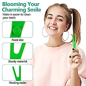Dental Floss Holder Reusable Flosser Reusable Floss Handle Holder Flossmate Handle for Oral Clearing, Blue, Green (4 Pieces)