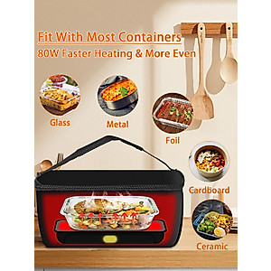 Dosevita Portable Oven Lunch Box Food Warmer 12V,24V,110V Mini Portable Oven Heated Lunch Box for Reheating and Cooking Meals for Car/Truck/Work/Travel/Home (Black)