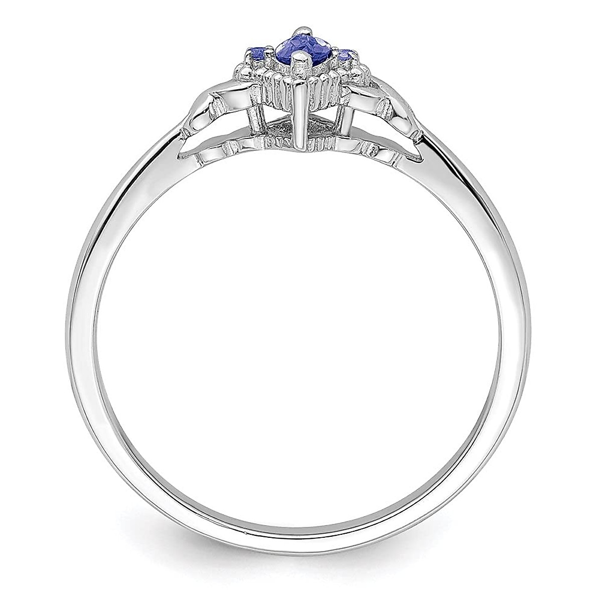 Diamond2Deal 925 Sterling Silver Marquise Cut Tanzanite and Diamond Engagement Ring 0.13 Cttw