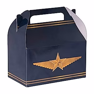 Hammont Paper Treat Boxes -10 Pack- Party Favors Treat Container Cookie Boxes Cute Designs Perfect for Parties and Celebrations 6.25" x 3.75" x 3.5" (Pilot Design)