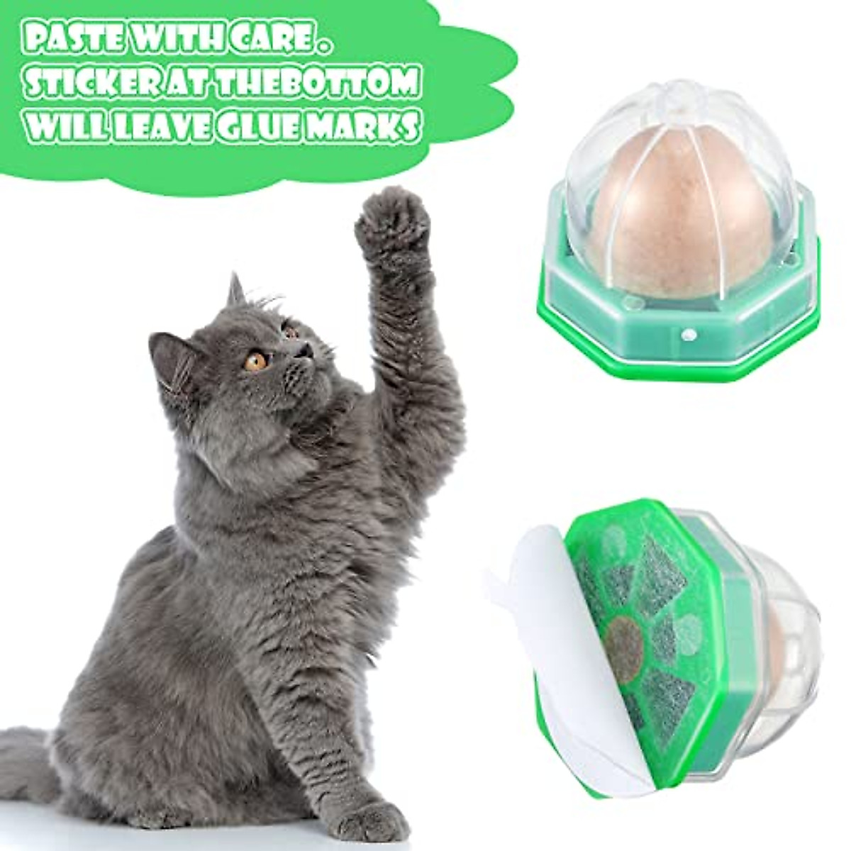 Tinideya 12 Pieces Cat Snacks Candy Ball Cat Licking Sugar Energy Ball Edible Catnip Balls Toy Kitten Sweet Ball Solid Candy for Cat Kitten (Green, Blue)