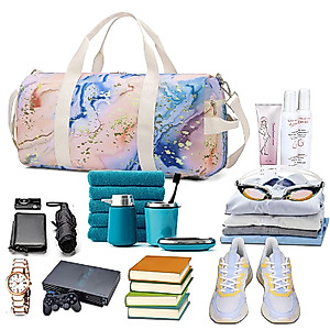 BLUBOON Sport Gym Duffle Bag for Women Girls Weekender Overnight Duffel Bag (Bronzing orange) 19.7"x9.5"x9.9"