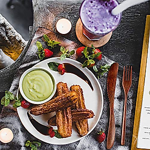 Wooden Spoon Fork Knife Cutlery Set Wooden Dinner Utensil Set Kitchen Wooden Flatware Tableware Cutlery Set Includes Wooden Spoon, Fork, Knife (12 Pieces)