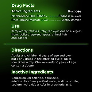 Visine Allergy Eye Relief Multi-Action Antihistamine & Redness Reliever Eye Drops with Pheniramine Maleate & Naphazoline HCl, Eye Drop Treatment for Red, Itchy, Allergy Eyes, 0.5 fl. oz