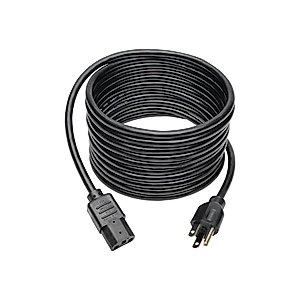 Tripp Lite Standard Computer Power Cord 10A,18AWG (NEMA 5-15P to IEC-320-C13) 15-ft.(P006-015),Black