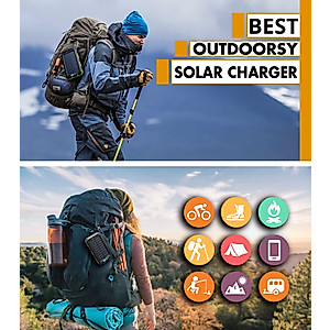 Solar Charger Power Bank 20000mAh, Portable Solar Pone Charger with Compass,Carabiner, Whistle,Flashlights,Solar Panel Charger,Camping Gear Accessory (Green)