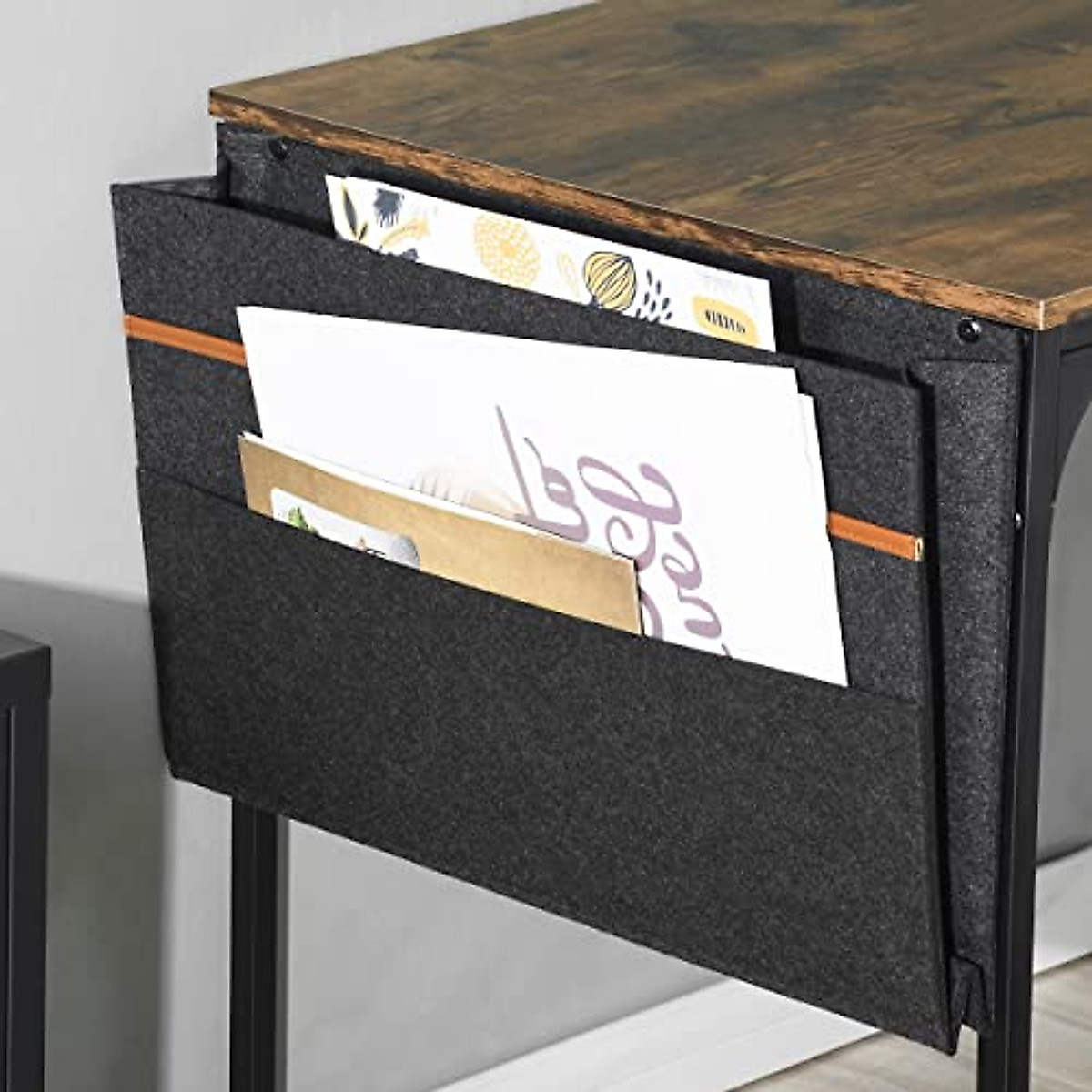 Homy Casa Inc 47 inch Study Storage Bag Space Saving for Home Office, Modern Simple Style PC Metal Frame Computer Desk, Writing Table, Brown, Black