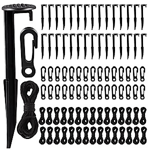 30 Sets Inflatable Stakes and Tether, 30 Pcs 5.7" Heavy Duty Tent Stakes with Hooks and Ropes, Inflatable Plastic Stakes for Fixing Halloween Decorations Christmas Decor Inflatables Lawn Decor Tent