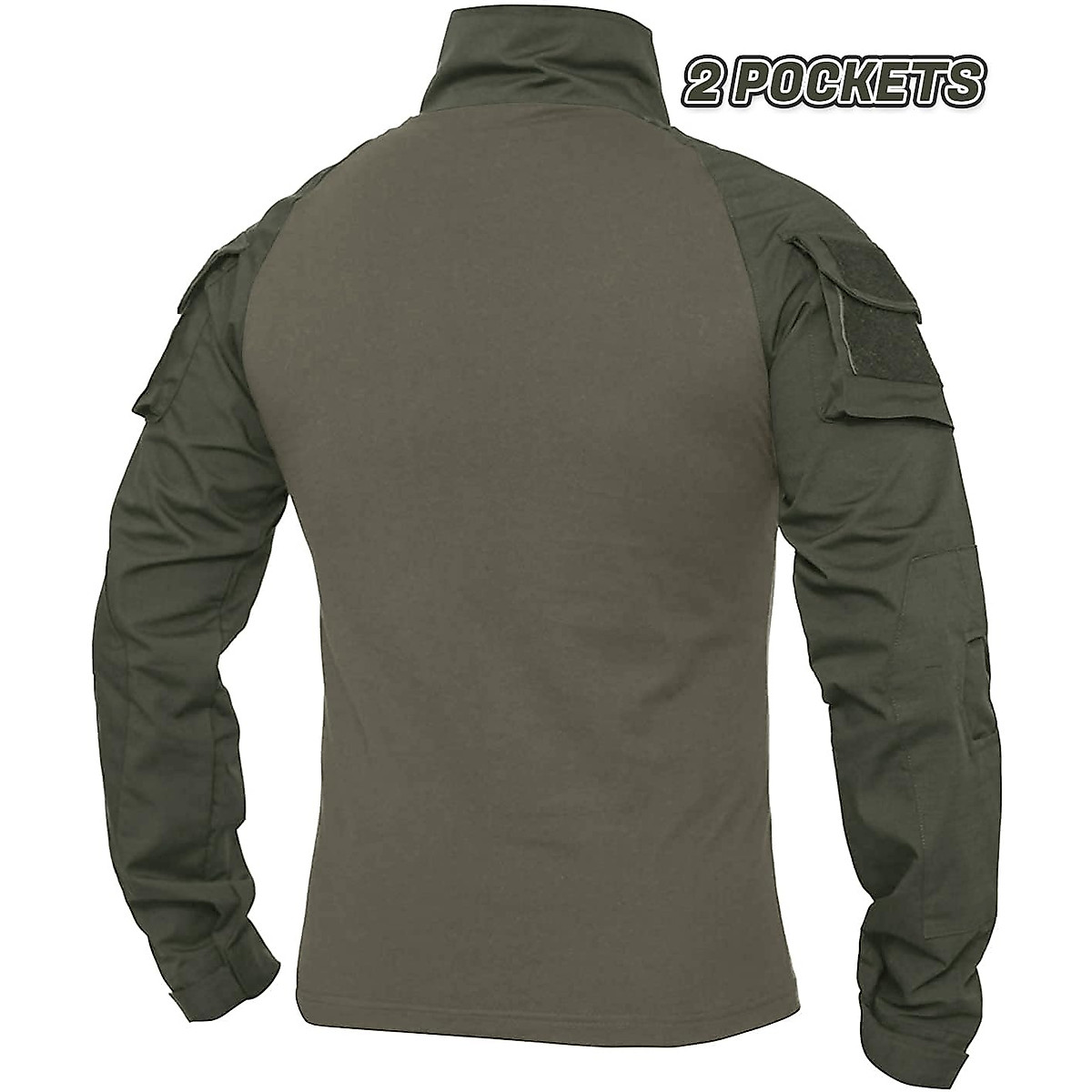 XKTTAC G3 Combat Tactical Shirt for Men with 2-4 Pockets Airsoft-Military-Paintball-Camping Gear Multicam Army BDU TOP Security Clothes（Green/2 Pockets，S）