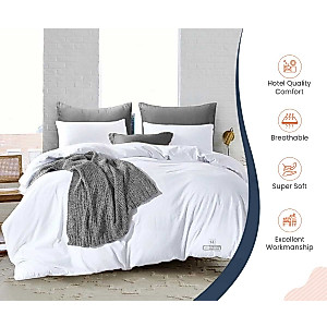 SGI bedding Luxurious 1000 TC White Solid Duvet Cover Set - Soft & Fluffy Comforter Cover for Winter - Hotel Quality Egyptian Cotton Bedding - Breathable - Oversized Queen Duvet Covers