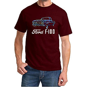 1967-72 Ford F100 F-100 Pickup Truck Neon Lights Design Tshirt XL Maroon
