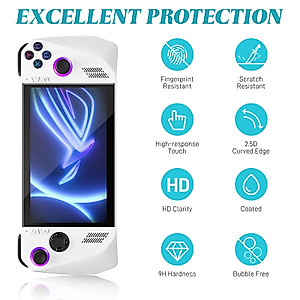 TERPINK 2 Pack Screen Protector Tempered Glass Compatible with ASUS ROG Ally Handheld 7 inch 2023, 9H Tempered Glass, 2.5D Arc Edge, Transparent Ultra HD, Anti-Scratch