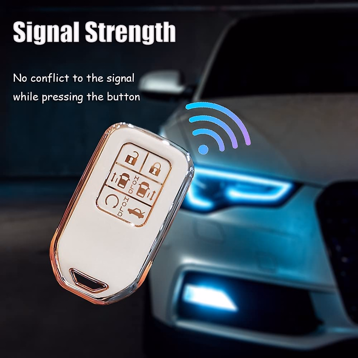 KUNIO Car Key Fob Cover Fit for Honda Honda Odyssey Freed Elysion Key Protective Cover Keychain TPU Key Holder Key Shell Car Accessories 6 Buttons White