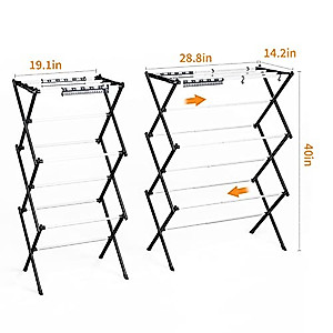 Foldable Drying Rack Clothing, Clothes Drying Rack Folding Indoor, Laundry Drying Rack - 40" x 28.8" x 14.2", Space Saving Indoor&Outdoor, White