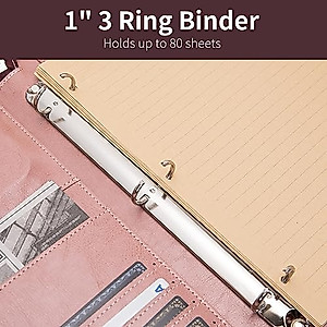 Geslun Vegan Leather 3 Ring Binder Portfolio, 8.5 x 14 Legal Size Pad Holder, Hidden Handle, Zippered Padfolio with 15” Laptop Organizer, Professional Business Folio for Women, Pink