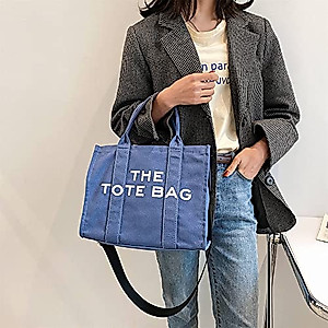 DAENO The Medium Canvas Tote Bag for Women With Zipper Canvas Handbags Crossbody Bag for Office, Travel, School(Blue)