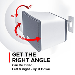 Play 3 Wall Mount White, Compatible with Sonos Play:3, Adjustable Swivel & Tilt Mechanism, Mounting Bracket includes All Fixings