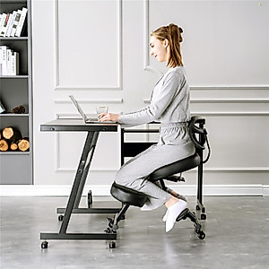 Ergonomic Kneeling Chair with Back Support, for Home and Office, Black