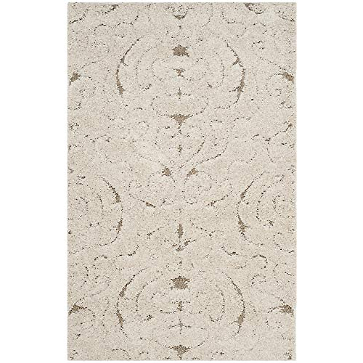 SAFAVIEH Florida Shag Collection 3'3" x 5'3" Cream/Beige SG467 Scroll Non-Shedding Living Room Bedroom Dining Room Entryway Plush 1.2-inch Thick Area Rug