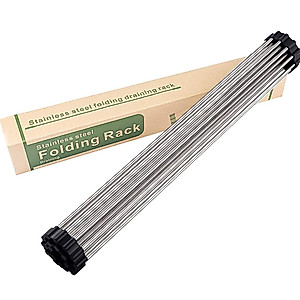 Rcdegk Roll Up Dish Drying Rack Over The Sink Kitchen Counter, The Multipurpose Sink Dish Drainer Mat for Fruits and Vegetable Rinser,Durable Silicone Covered Stainless Steel Rod,Large - 20.5" x 16"