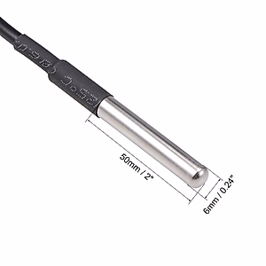 uxcell DS18B20 Temperature Sensor - Waterproof Digital Thermal Probe Temp Sensor - 1M Lead Length