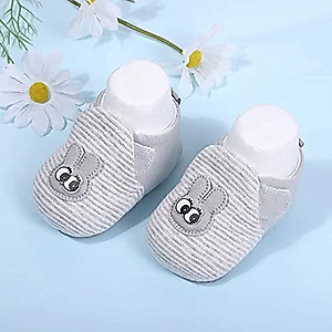 Lykmera Baby Shoes Infant Girls Boys Floor Shoes Cotton Shoes Plus Velvet Warm Soft Sole Cotton Shoes Walking Shoes (Grey, 9-12 Months)