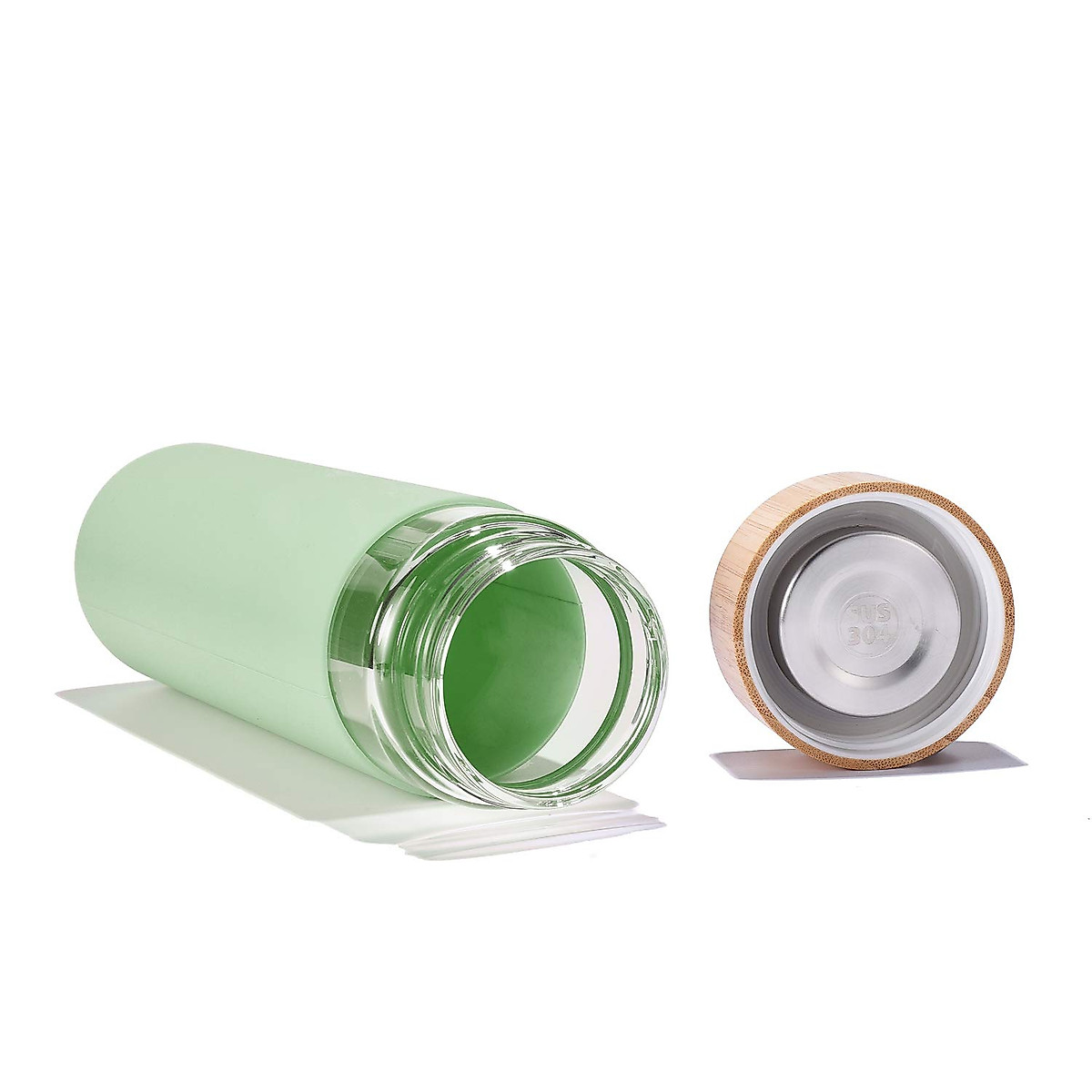 Yomious 20oz Borosilicate Glass Water Bottle with Bamboo Lid and Silicone Sleeve – Reusable BPA Free – Glass Drinking Bottle with Lids - Bundle of 2