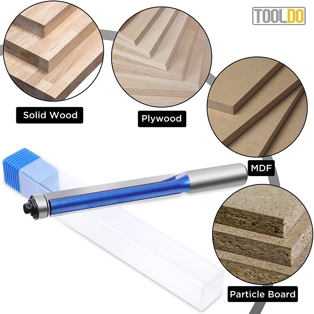 TOOLDO 3" inch Bearing Flush Trim Bit，C3 Carbide Flush Trim Router Bit, 1/2 inch Shank for Wood Router, for DIY, Woodworking Project, High Grade