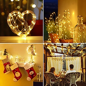 kolpop 6 Pack Solar Fairy Lights Outdoor, 32FT 80LED Solar Powered Twinkle Light Waterproof, 8 Mode Copper Wire Solar Tree Lighting for Outside Garden Yard Decorative (Warm White)