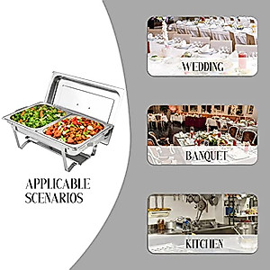Restlrious Chafing Dish Buffet Set Stainless Steel 8 QT Foldable Rectangular Chafers and Buffet Warmers Sets 2 Pack w/ 4 Half Size & 2 Full Size Food Pans & Water Pan for Catering Event Party Banquet