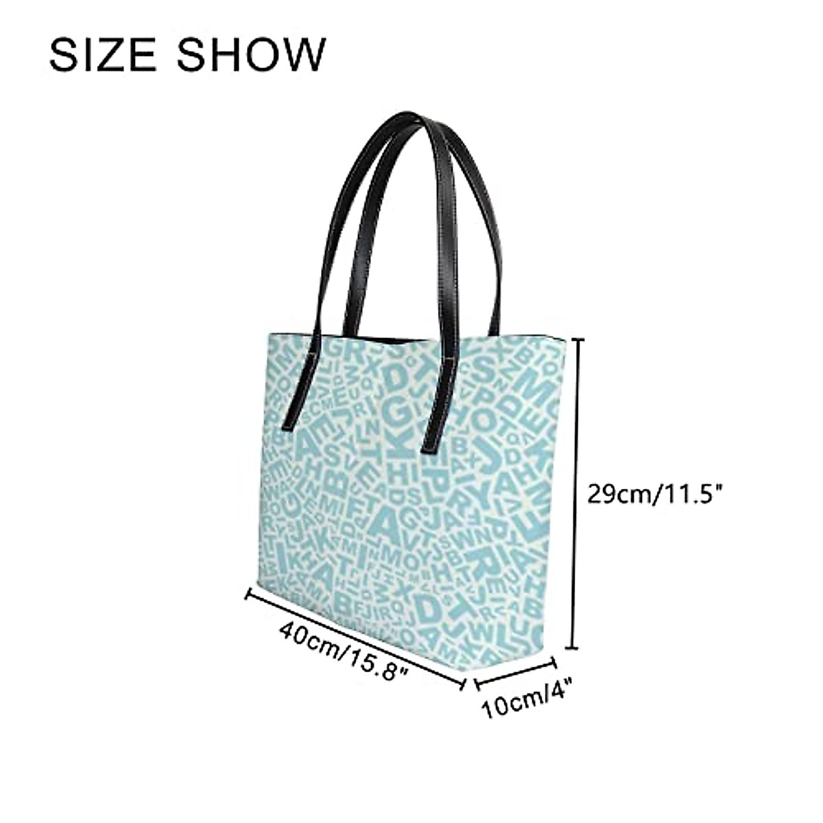 Fashion Tote Handbags Women's Soft Tote Shoulder Bag for Women Work Shopping Top Handle Satchel Bags, 15.8×4×15.4 inches,Blue Letters